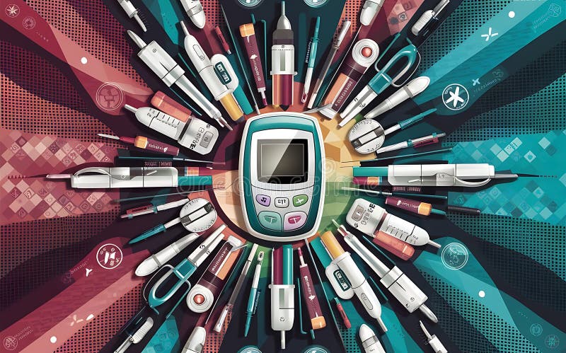 Medical Devices Pattern Wallpaper for Diabetes Campaigns Stock ...
