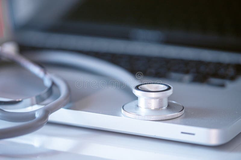 Medical Diagnostic Concept: Stethoscope Placed on a Computer Keyboard ...