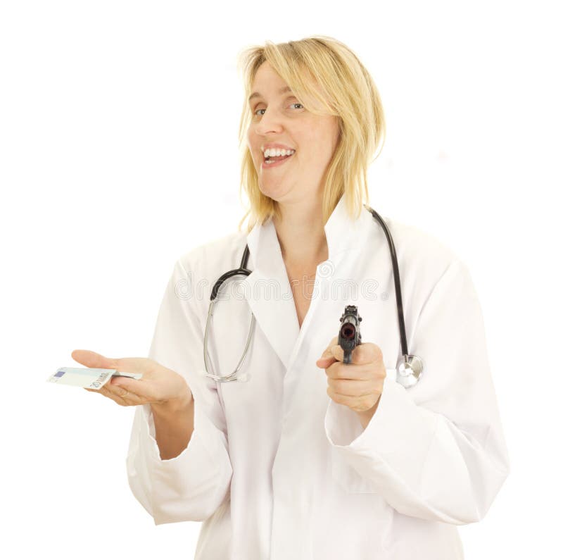 Medical doctor with a gun stock photo. Image of doctor - 26752876