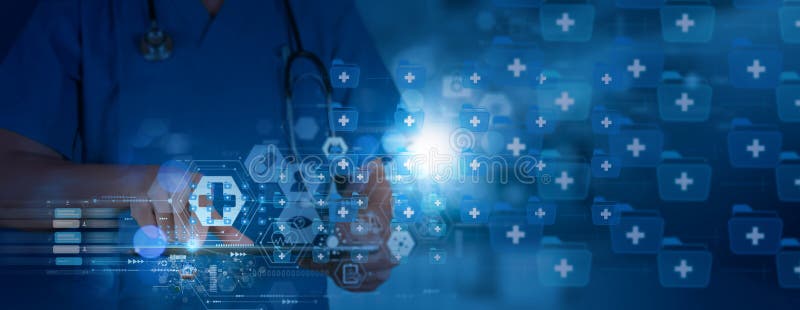 Medical Doctor Hand Holding Digital Tablet Chatbot Conversation App ...