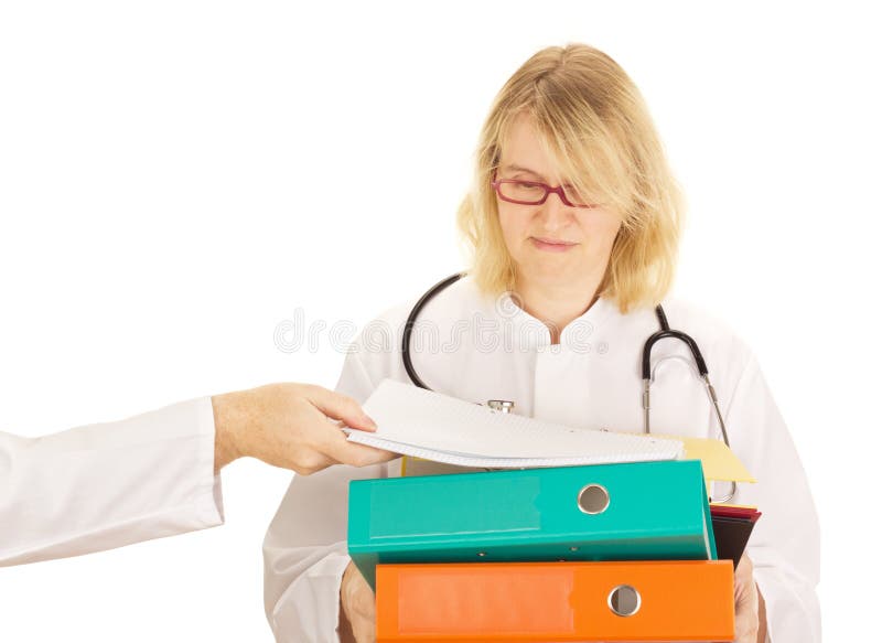 Medical Doctor with a Lot of Work Stock Image - Image of isolated ...
