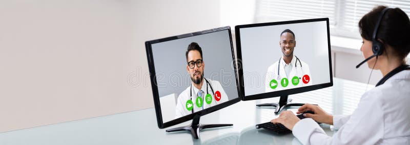 Medical Doctor Using Online Elearning Video Conference Stock Photo ...