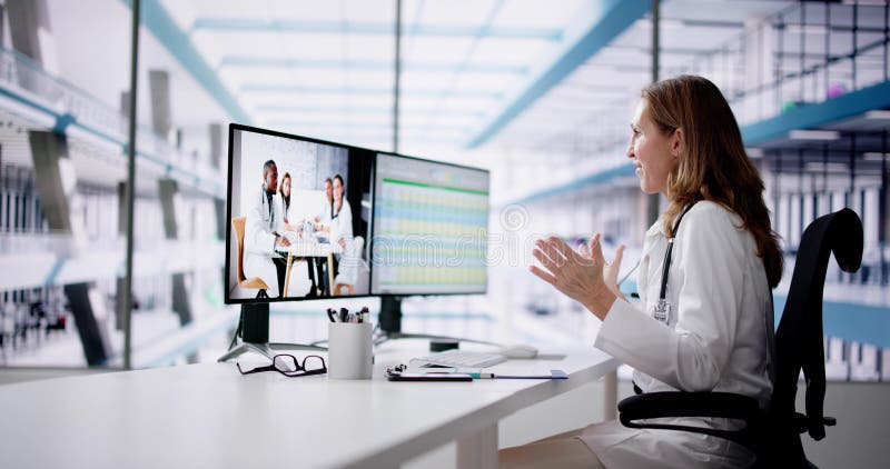 Medical Doctor Using Online Elearning Video Conference Stock Image ...
