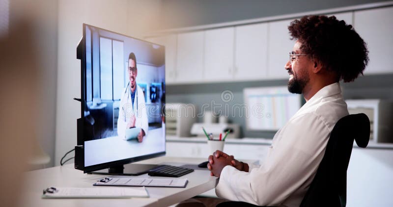 Medical Doctor Using Online Elearning Video Conference Stock Photo ...