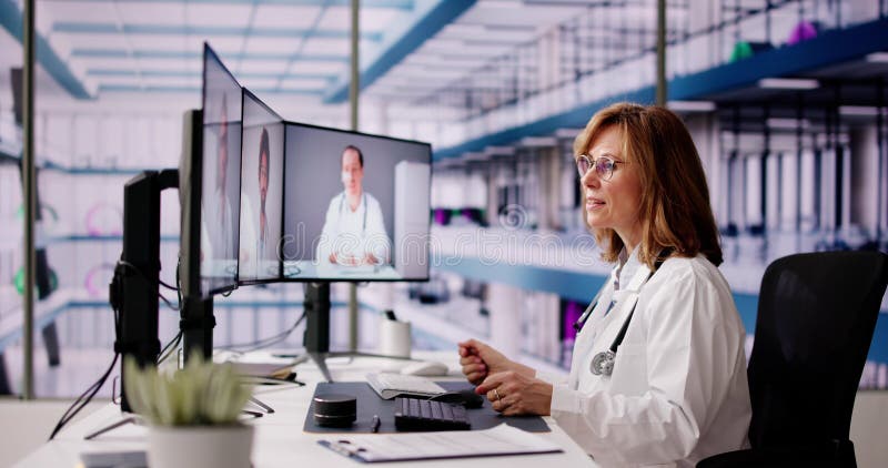 Medical Doctor Using Online Elearning Video Conference Stock Image ...