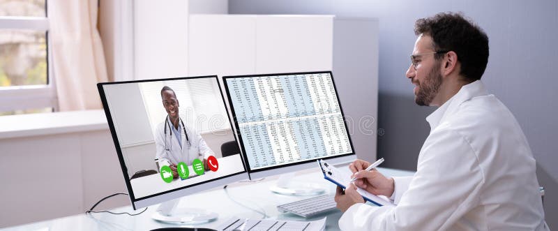 Medical Doctor Video Conference Technology Stock Photo - Image of ...