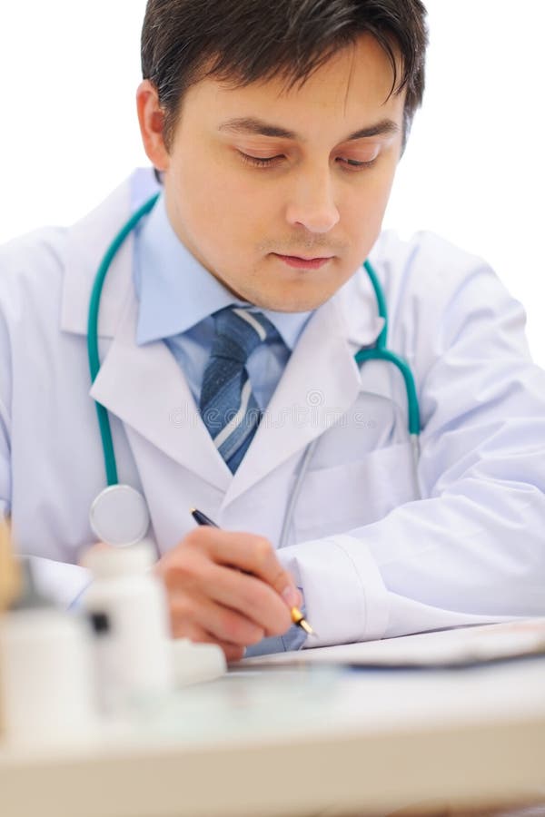 Medical Doctor Working at Office Stock Photo - Image of clever ...