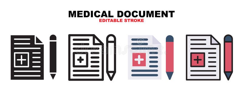 Medical Document Icon Set with Different Styles Stock Vector ...