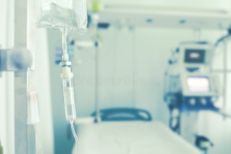 Medical Drip in Empty Hospital Ward Stock Photo - Image of electronic ...
