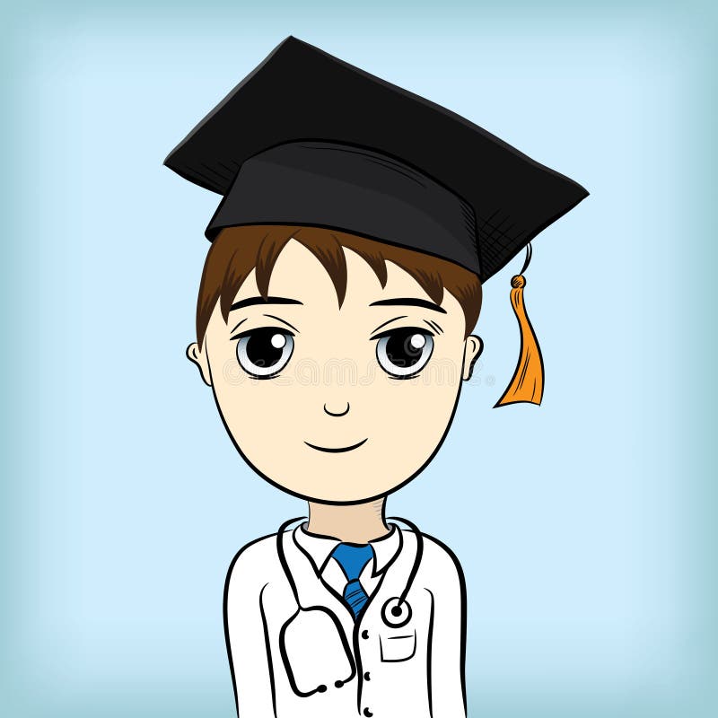 Medical Education Concept. Doctor Wearing Academic Cap, Fresh Graduate ...