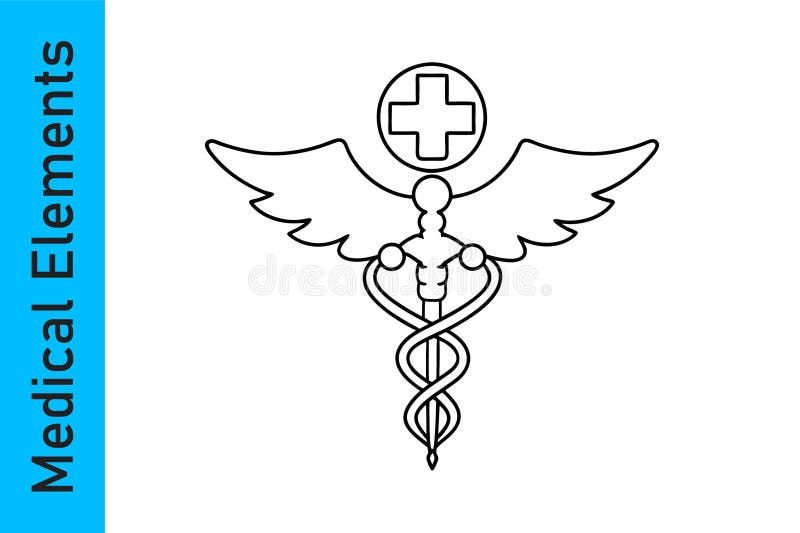 Medical Elements with Editable Outline. Stock Illustration ...