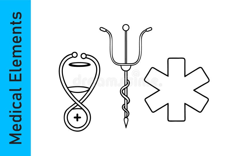 Medical Elements with Editable Outline. Stock Vector - Illustration of ...