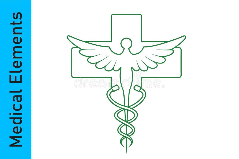 Medical Elements with Editable Outline. Stock Vector - Illustration of ...