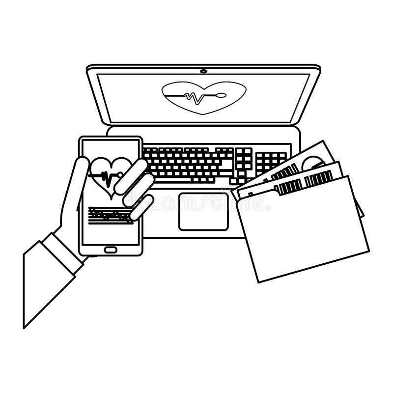 Medical Elements and Symbols Black and White Stock Vector ...