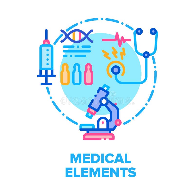 Medical Elements Vector Concept Color Illustration Flat Stock Vector ...