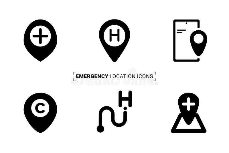 Medical Emergency Location Icon Set for Multipurpose Use Stock Vector ...