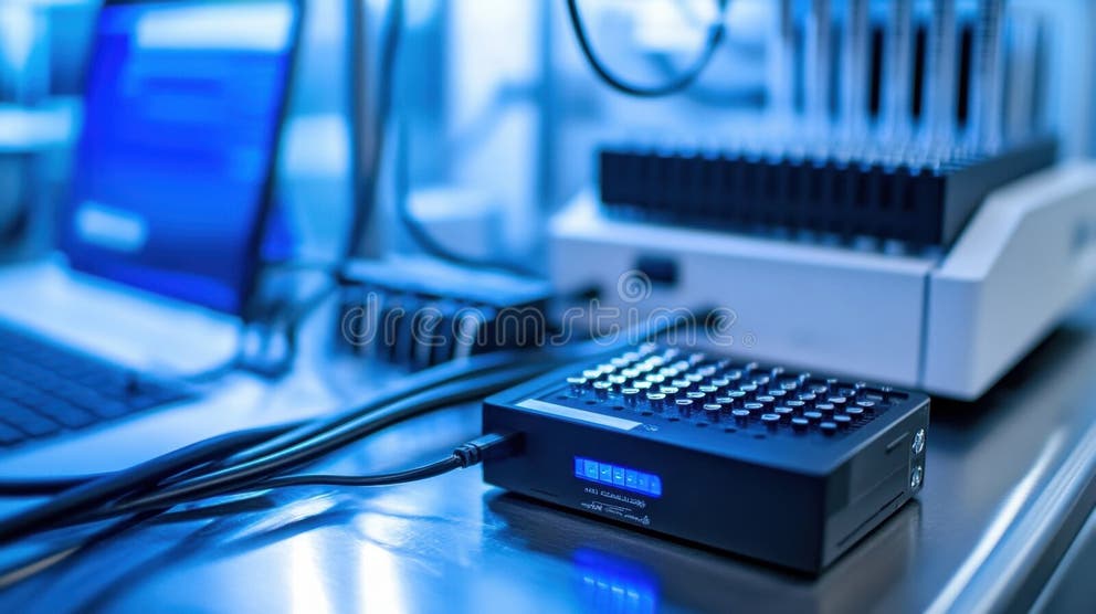 Medical Equipment Analyzing Samples in Modern Laboratory with Computer ...