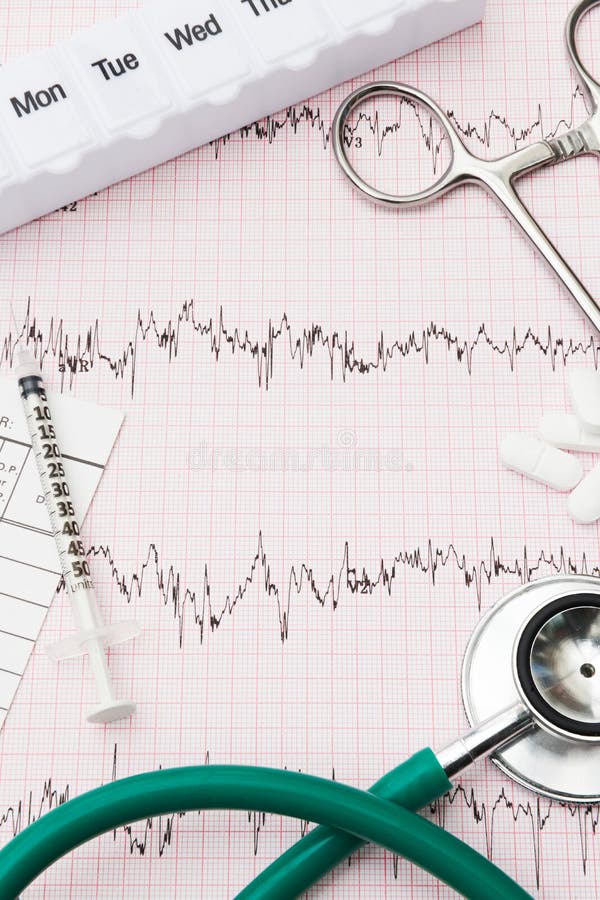 Medical Equipment Arranged on Pulse Trace Output Stock Image - Image of ...