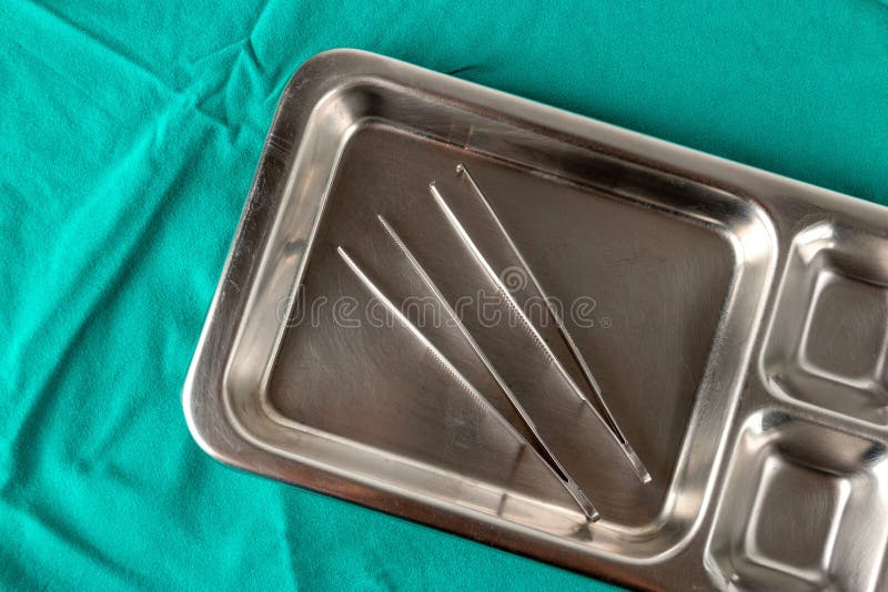 Medical Equipment on a Green Cloth in the Operating Room, Medical ...