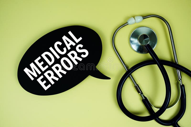 Medical Errors Text on Speech Bubble with Stethoscope on Yellow ...