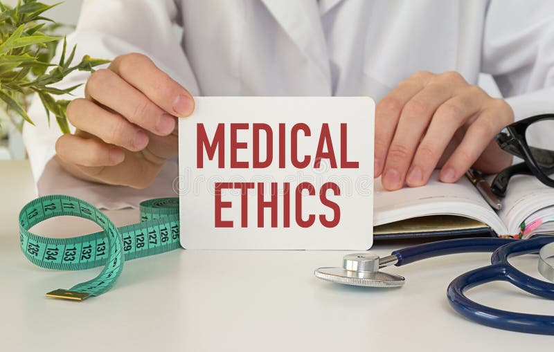 Medical Ethics Text with Document Brown Envelope and Stethoscope ...