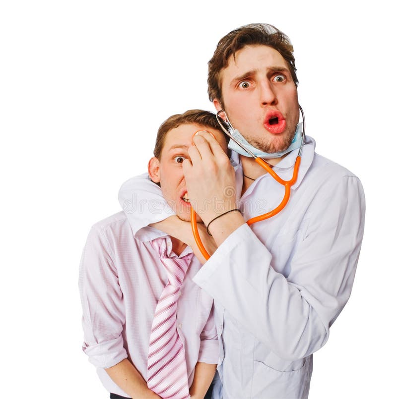 Crazy Doctor Chasing Scared Patient Stock Image - Image of horizontal ...