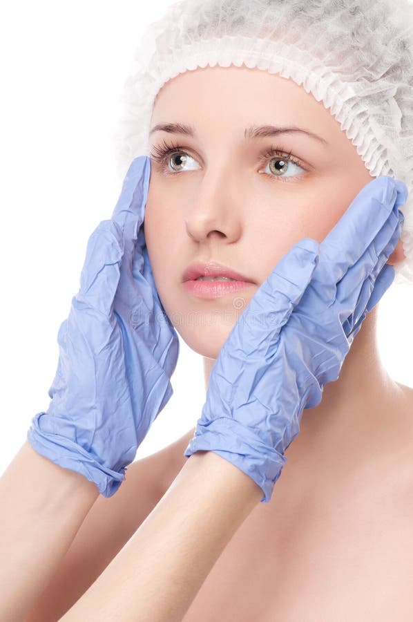 Medical Face Examination of Beautiful Woman Stock Photo - Image of ...