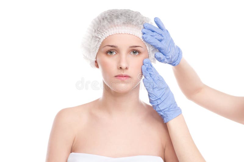 Medical Face Examination of Beautiful Woman Stock Photo - Image of care ...