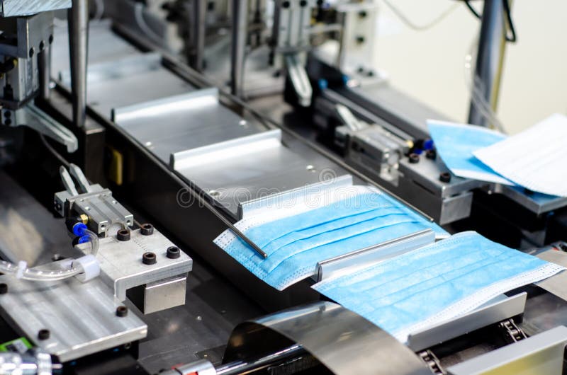 Medical Face Mask Making Machine. Mask Production Line Stock Image ...