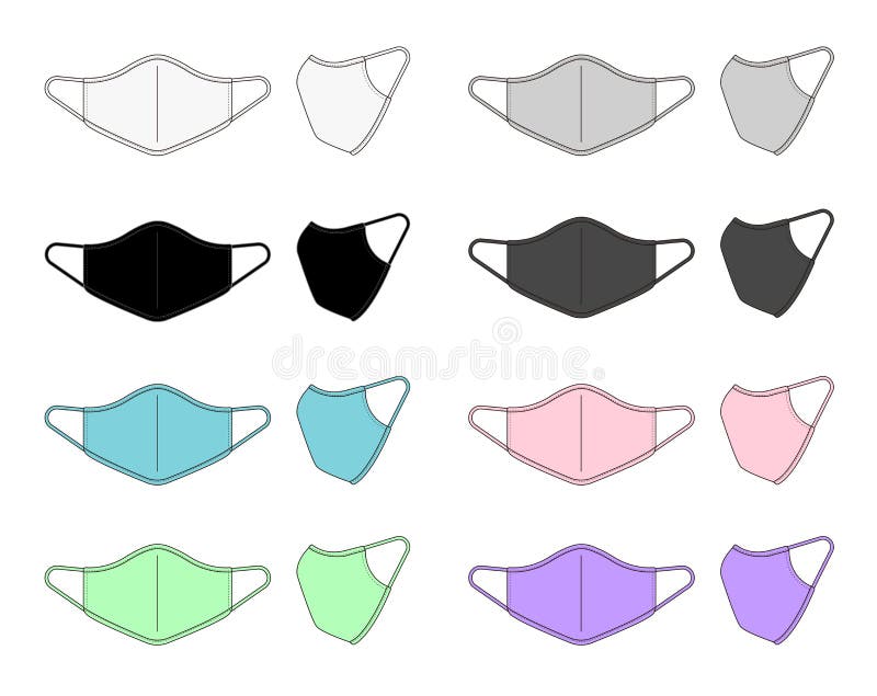 Medical Face Mask Vector Template Illustration Set Stock Vector ...