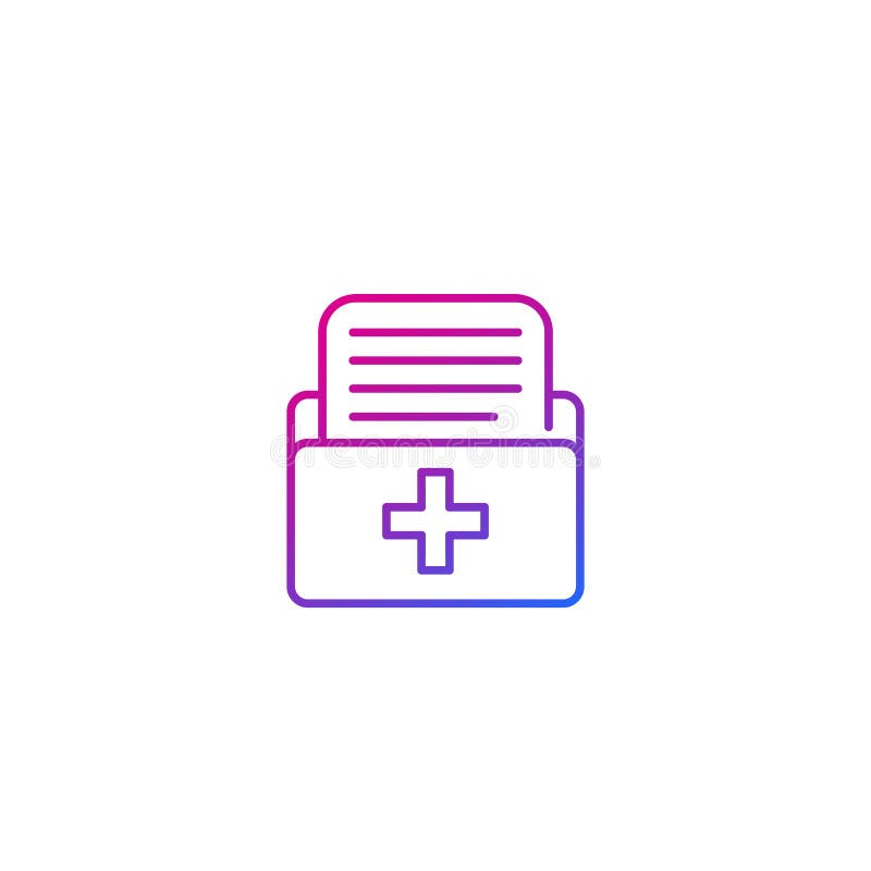 Medical Files Icon on White, Line Stock Vector - Illustration of ...