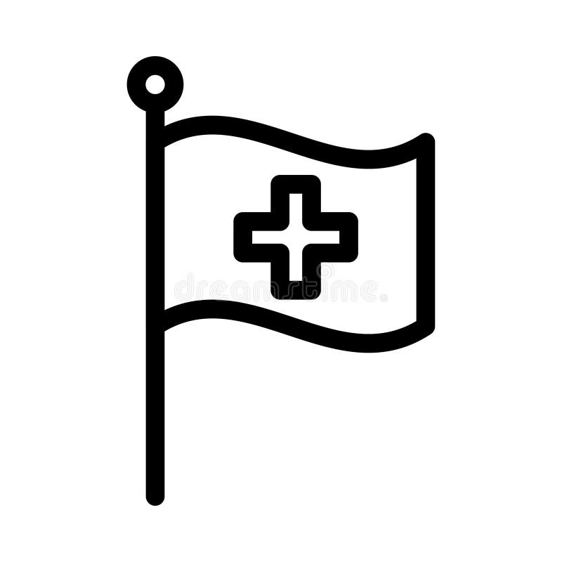 Medical Flag Vector Thin Line Icon Stock Illustration - Illustration of ...