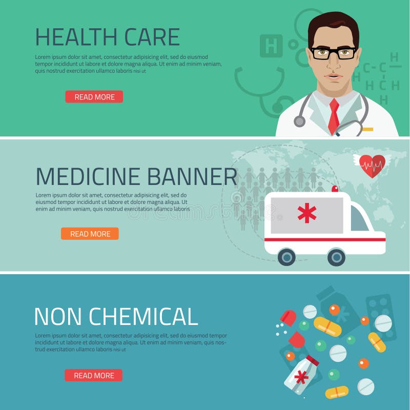 Medical Flat Banners Set with Laboratory. Stock Vector - Illustration ...