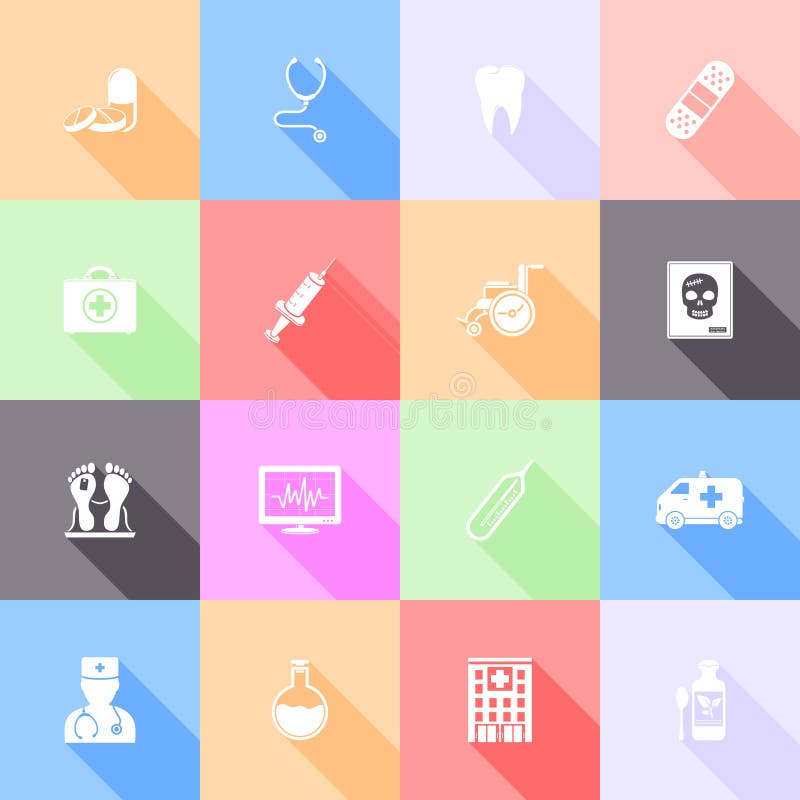 Set of medical flat icons stock vector. Illustration of cross - 35663516