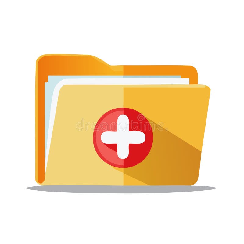 Medical Folder Icon with Red Cross Symbol, Document Management ...