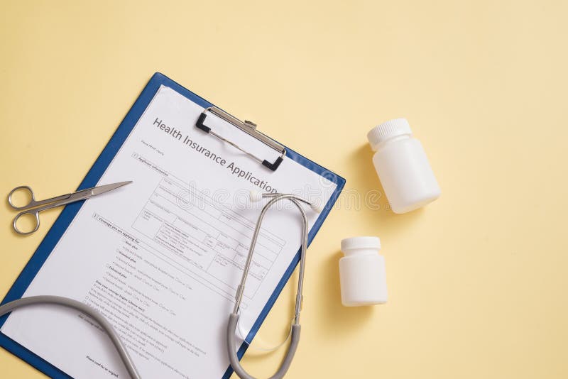 Medical Form with Different Medicaments, Doctor`s Stethoscope Stock ...