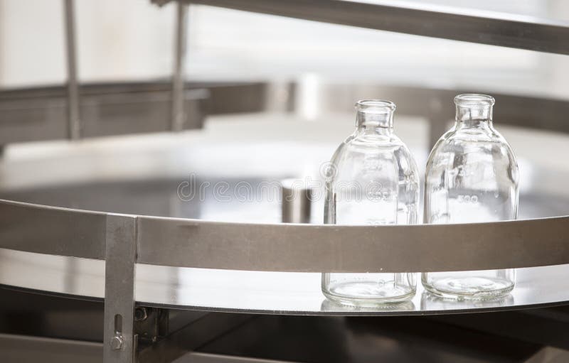 Medical Glass Bottles in a Laboratory Metal Stock Photo - Image of ...