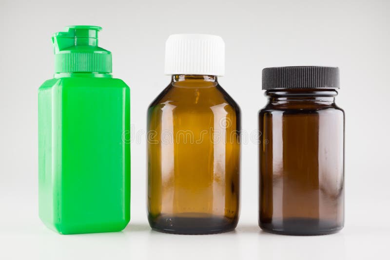 Medical Glass and Plastic Cans Isolated Stock Image - Image of closeup ...