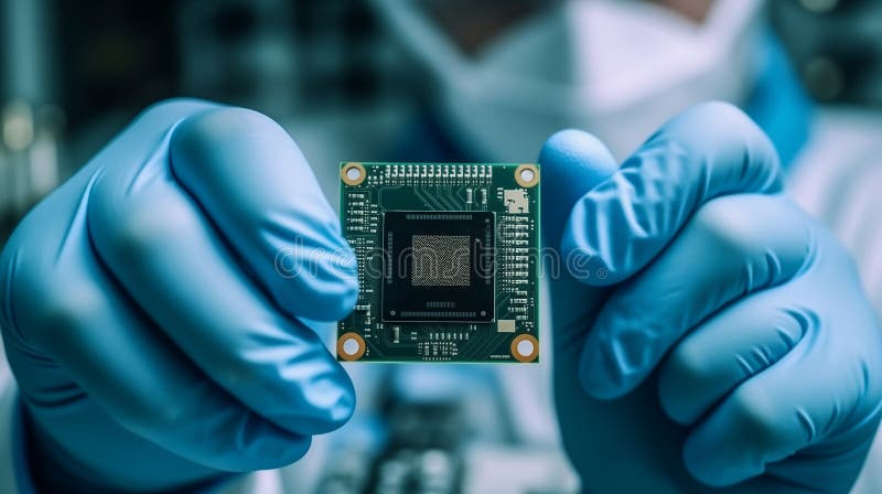 Medical Glove Gripping Delicate Computer Chip Stock Illustration ...