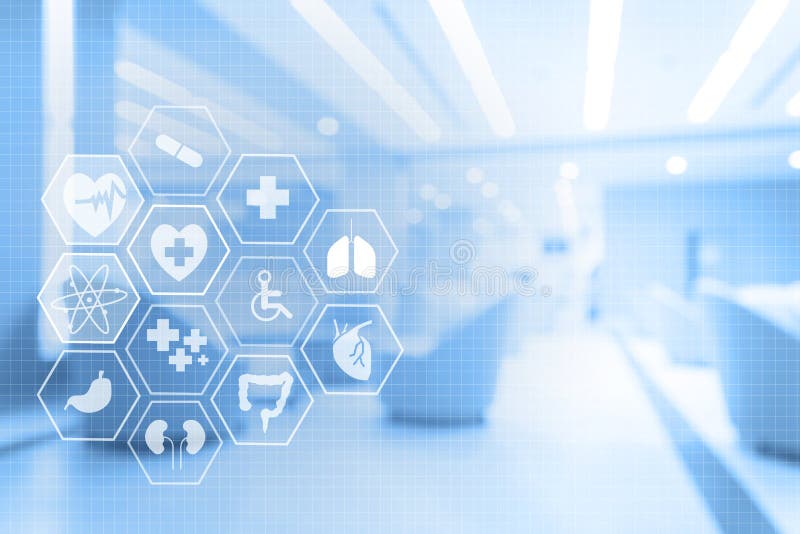 Medical Graphic Icon and Hospital Blurry Background Stock Photo - Image ...