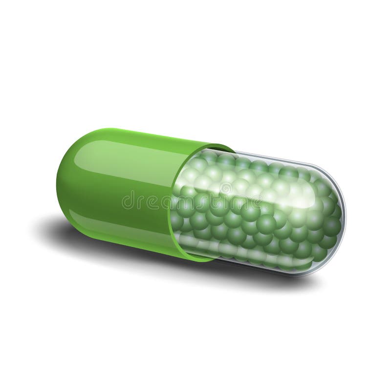 Medical Green Capsule with Granules Stock Vector - Illustration of ...