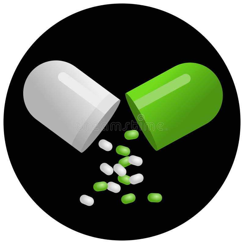 Medical Green Capsule Pill Isolated on White Background Stock Vector ...