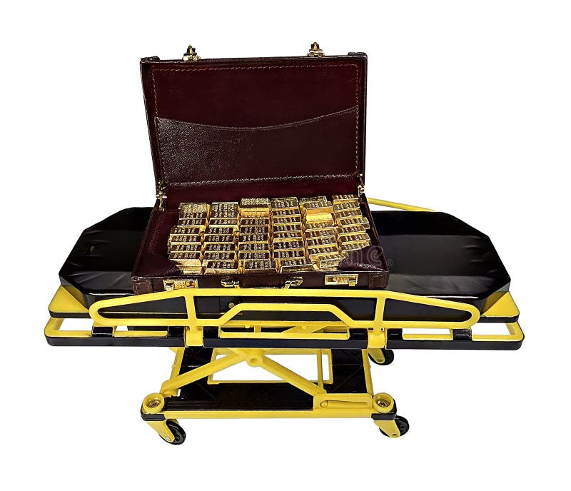 Medical Gurney with Briefcase Full of Gold Stock Image - Image of dolly ...