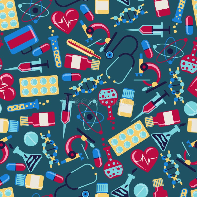 Medical and Health Care Seamless Patter Stock Vector - Illustration of ...