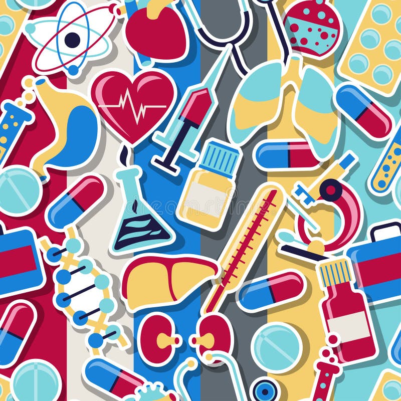 Medical and Health Care Seamless Pattern Stock Vector - Illustration of ...