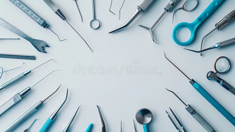 Medical and Health Frame Border Background with Various Tools and ...