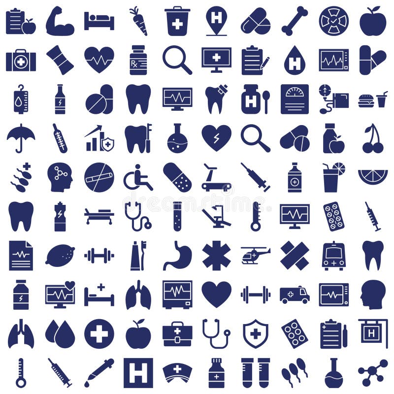 Medical and Health Vector Icons Set Fully Stock Illustration ...