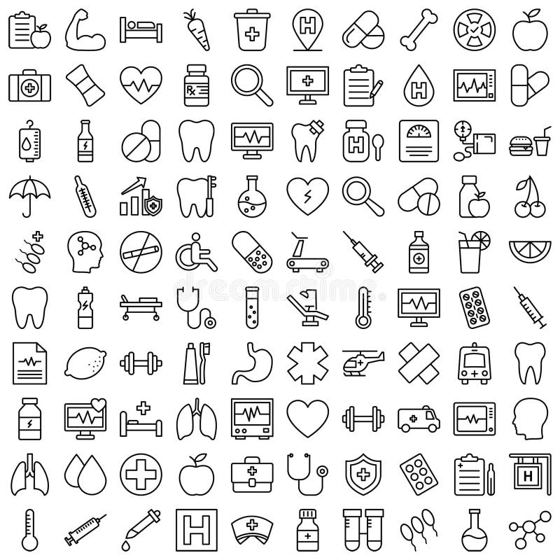 Medical and Health Vector Icons Set Fully Stock Illustration ...