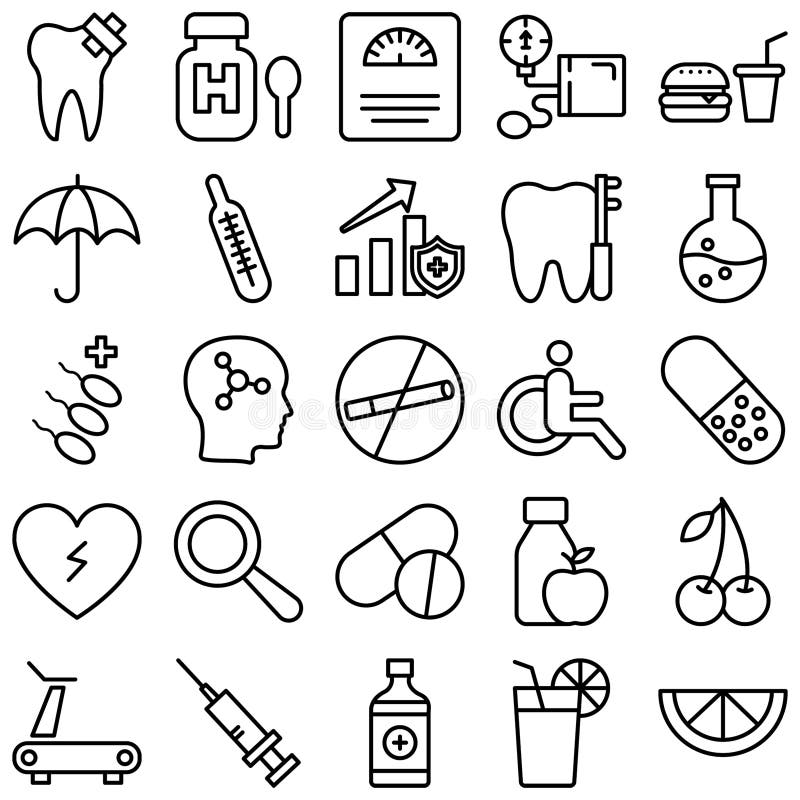 Medical and Health Vector Icons Set Fully Editable Stock Vector ...