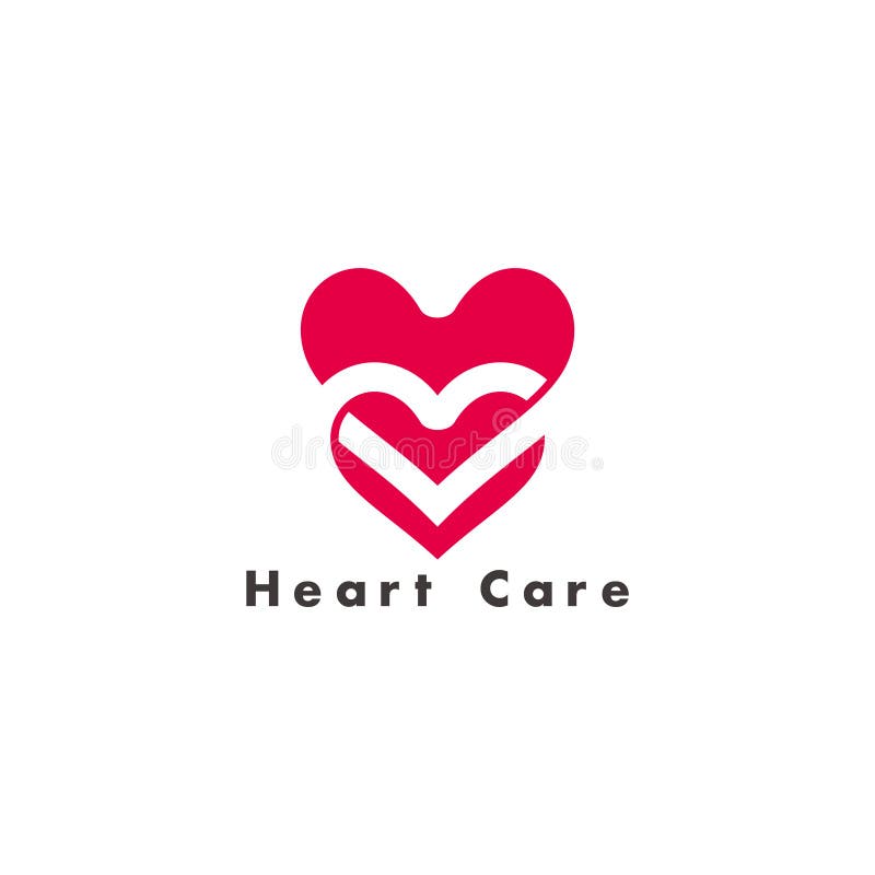 Medical Heart Care Negative Space Design Logo Vector Stock Vector ...